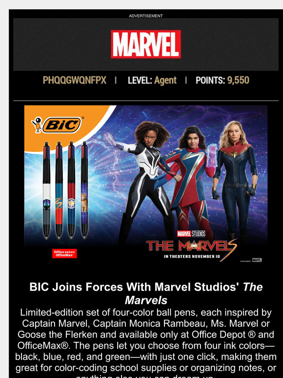 Marvel: BIC joins forces with Marvel Studios' The Marvels on a Limited ...