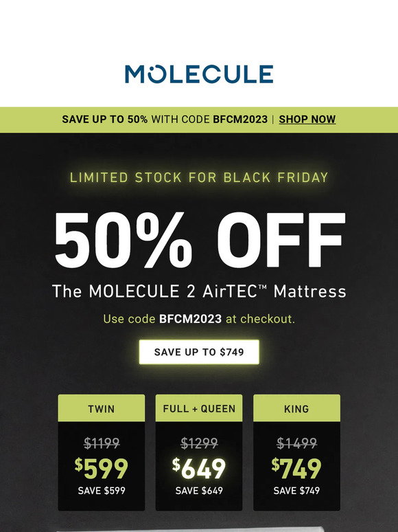Molecule: 50% Off the MOLECULE 2 AirTEC™ Mattress | Milled