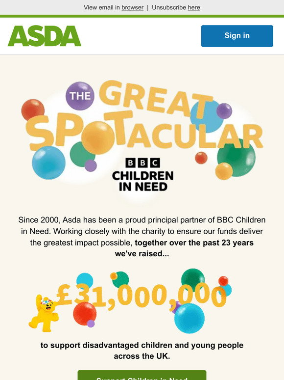 Asda George: Support Children in Need with Asda! | Milled