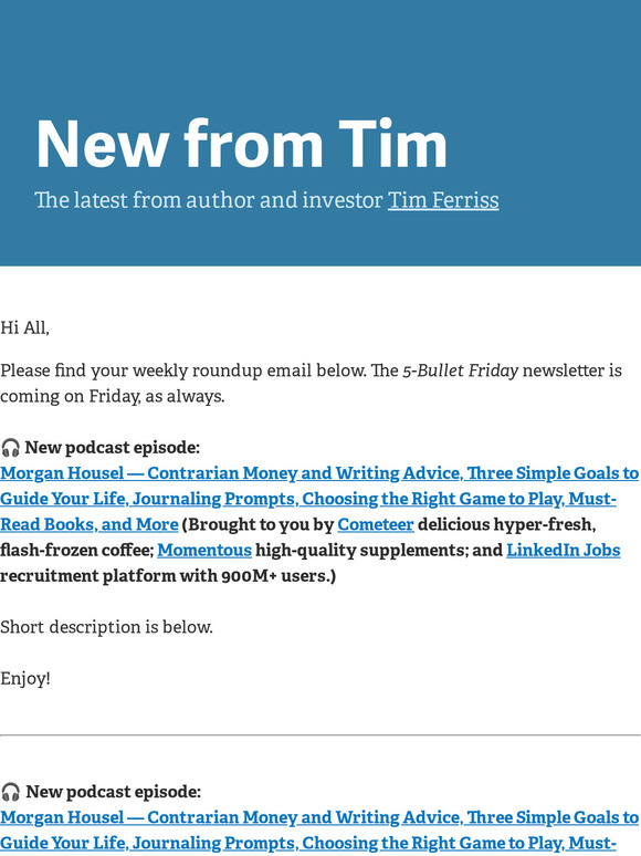 Telecom Italia: New from Tim — "Morgan Housel — Contrarian Money and ...