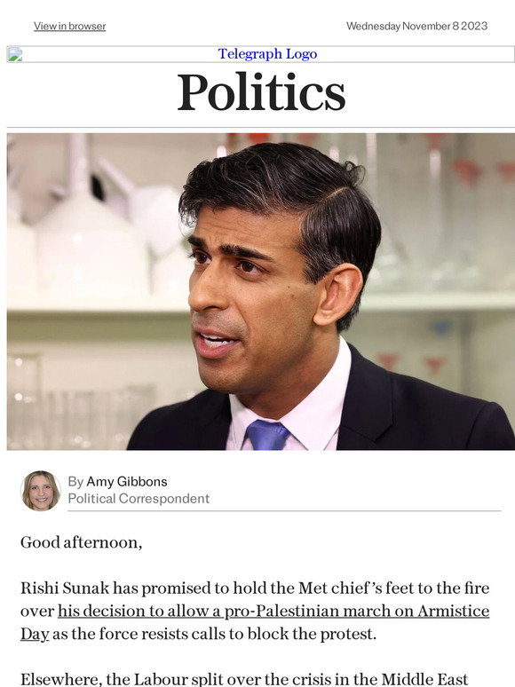 The Telegraph: Sunak promises to hold Met Chief accountable for ...