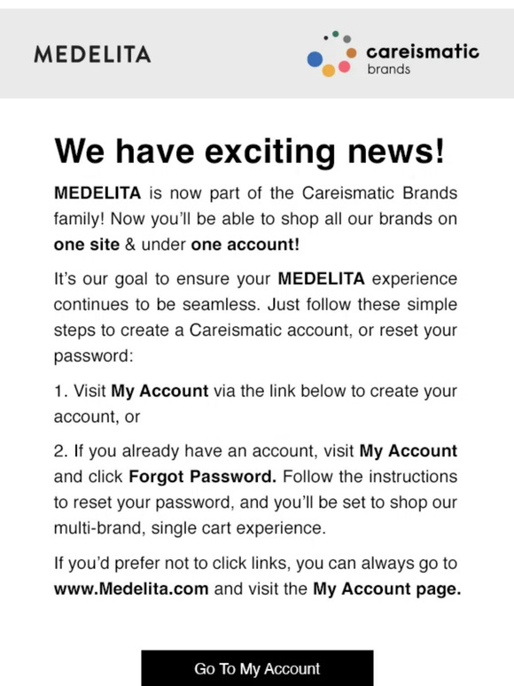 Medelita Medelita Is Now Part Of Careismatic Brands Please Update 
