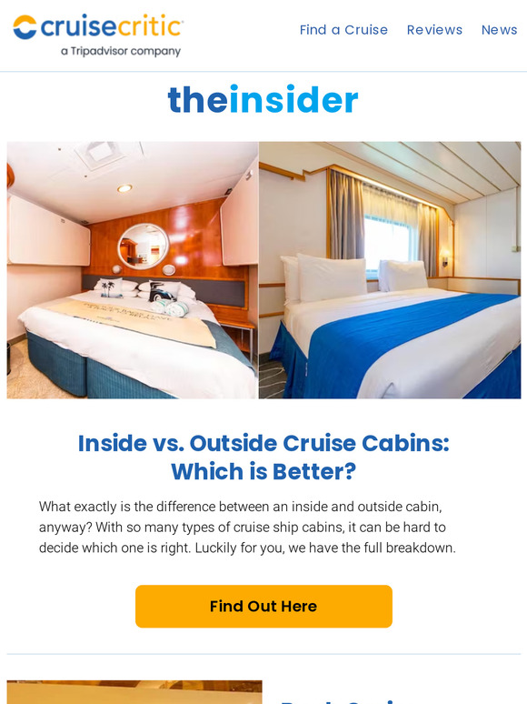 Cruise Critic: Inside vs. Outside Cruise Cabins; New Cruise Ships on ...