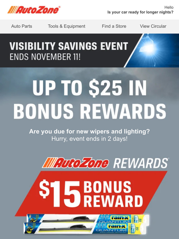 AutoZone: Open for $25 in Bonus Rewards to drive safer | Milled
