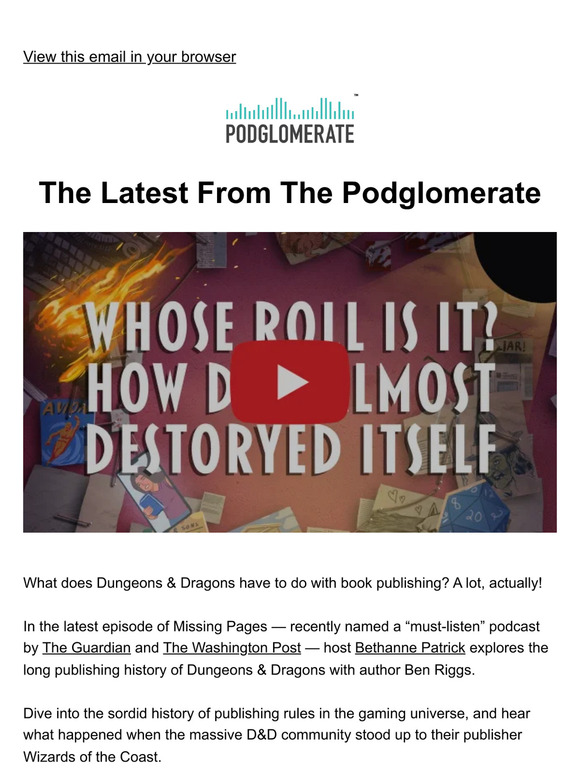 The Podglomerate: 🍂 Fall in Love with New Episodes of Missing Pages and More! 🎧 | Milled
