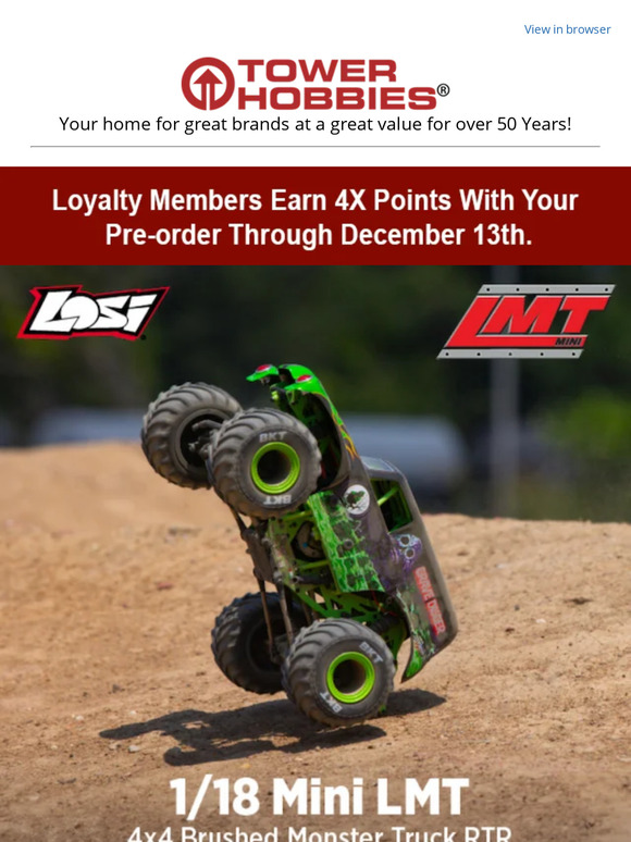 Tower Hobbies: New from LOSI 1/18 Mini LMT 4x4 RTR Brushed Monster ...