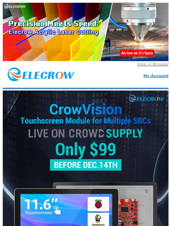 Elecrow: Your new visual favorite only $99! CrowVision 11.6" Touch ...