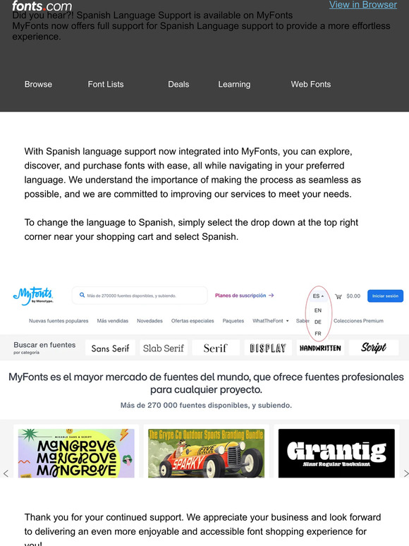 MyFonts: Spanish Language Support Available on MyFonts! | Milled