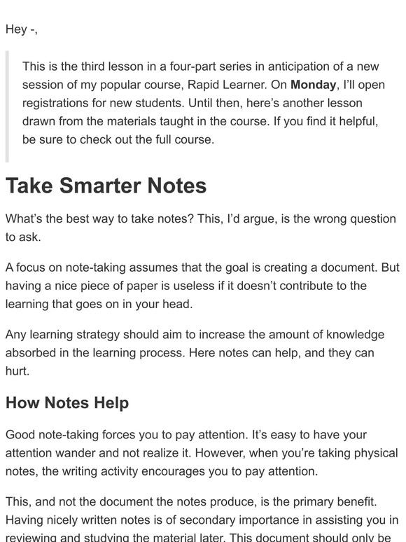 Learn More, Study Less: The Video Course: Lesson 3: Take smarter notes ... Learn More, Study Less: The Video Course: Lesson 3: Take smarter notes ...