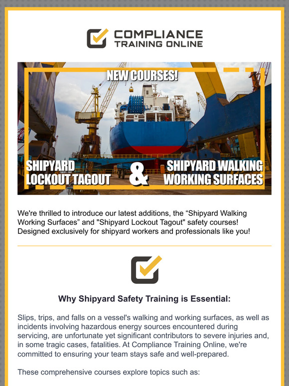 Compliance Training Online: New Shipyard Courses Available! | Milled