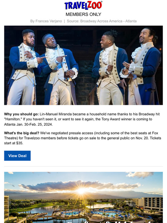 Travelzoo: $35 & up—Presale: Tony-winning 'Hamilton' in Atlanta | Milled