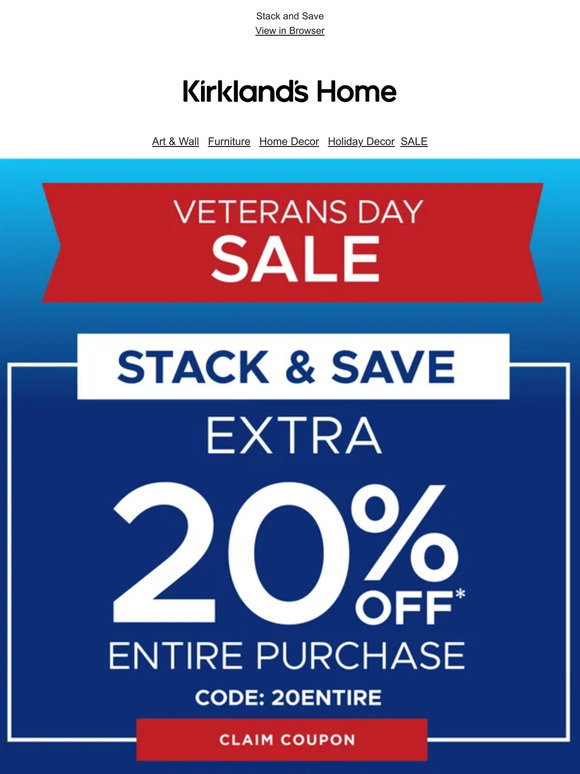 Kirkland's: Our Veterans Day Sale Just got BIGGER + Free Shipping! | Milled