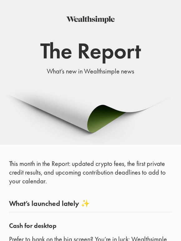 Wealthsimple: The Report: November Edition 👋 | Milled