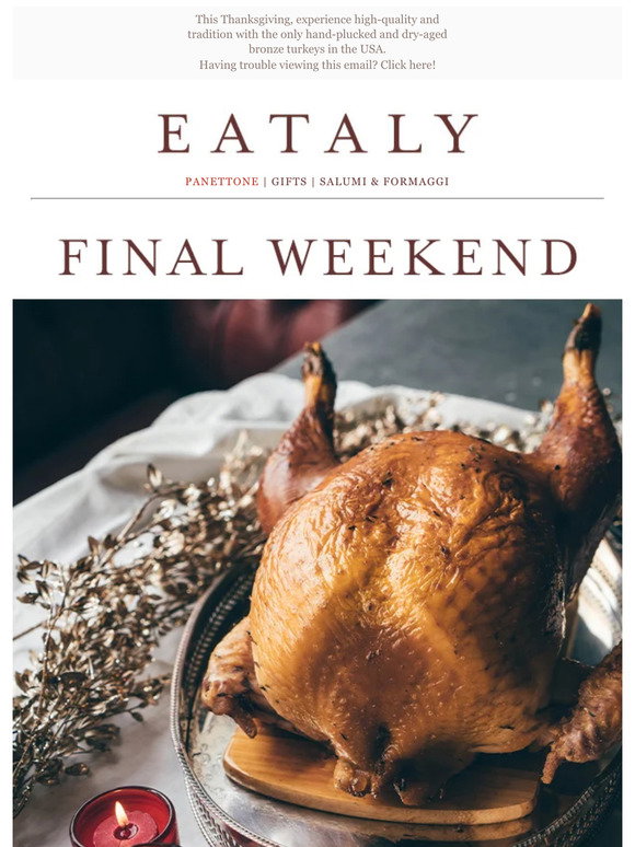 Eataly: Final weekend to order your KellyBronze turkey! | Milled
