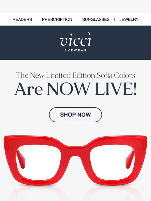 Vicci Eyewear: Just In: New Sofia Colors Collection NOW LIVE! | Milled