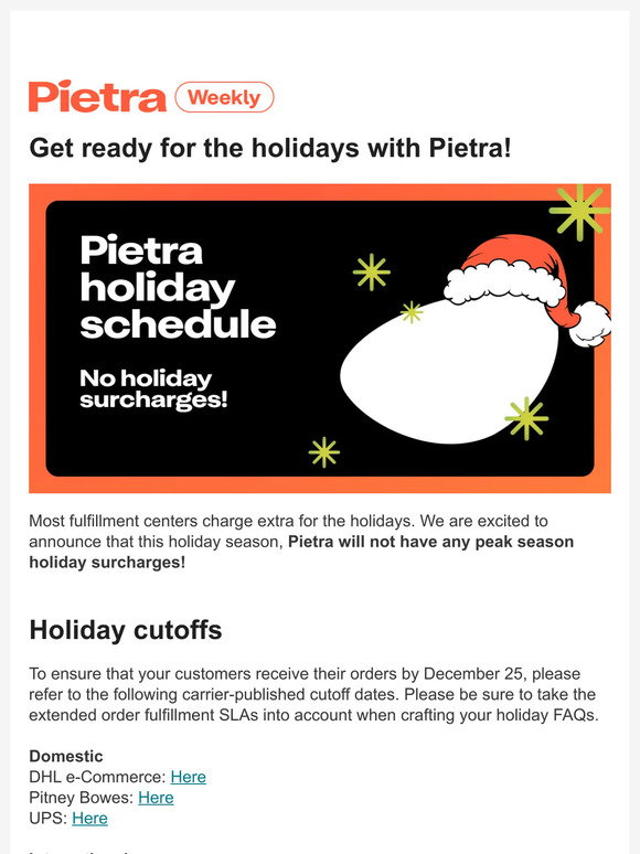 Pietra: Pietra 2023 Holiday Updates & Important Dates | Milled