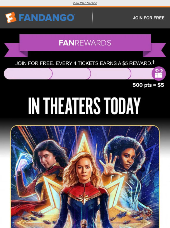 Fandango: THE MARVELS | Now In Theaters | Milled