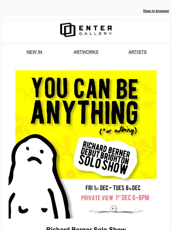 Enter Gallery: NEW Richard Berner Solo Show - RSVP Now | Milled