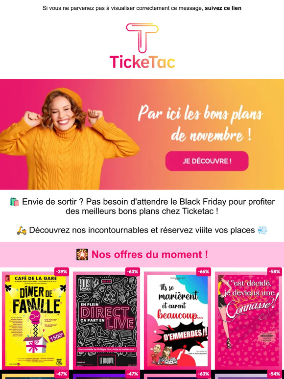 Ticketac: 🏃‍ 💨 Pssst : Par ici les Bons Plans de Novembre ! | Milled