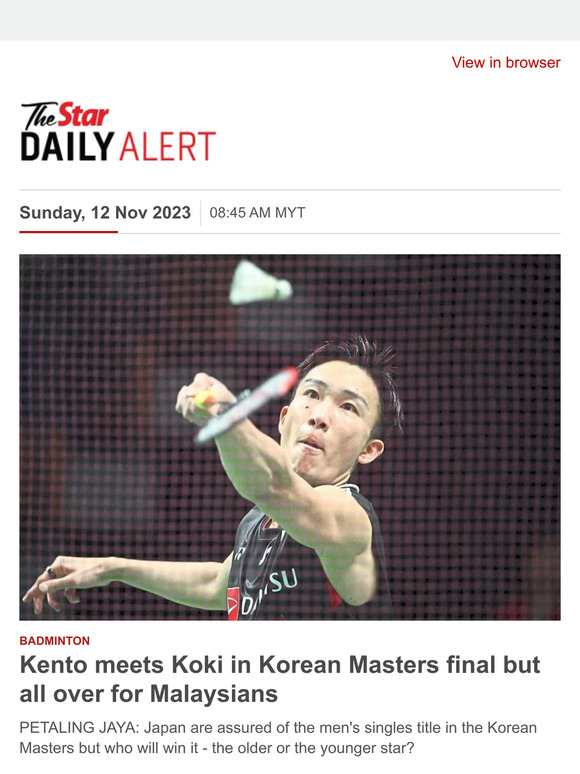 The Star: Kento meets Koki in Korean Masters final but all over for ...