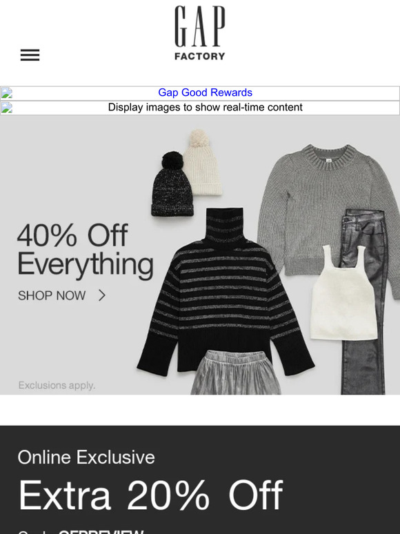 Gap Factory: New fall styles just dropped 🍁 (plus, take 40% off ...