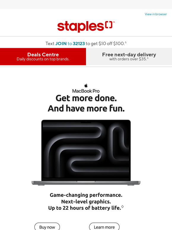 Staples: Order Now: The new MacBook Pro with M3 Chip | Milled