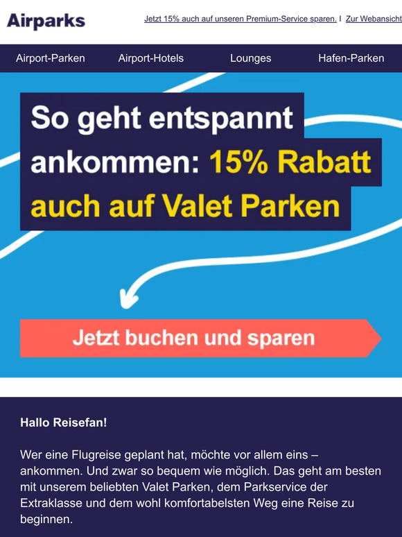 Airparks: Valet Parken mit Rabatt! | Milled
