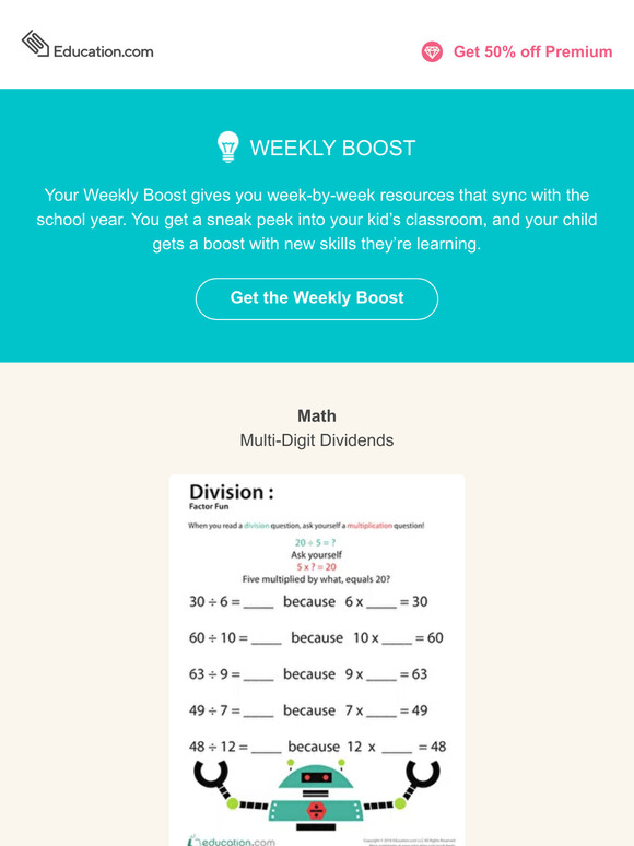 Education.com: 5th Grade Boost: Division: Factor Fun | Milled
