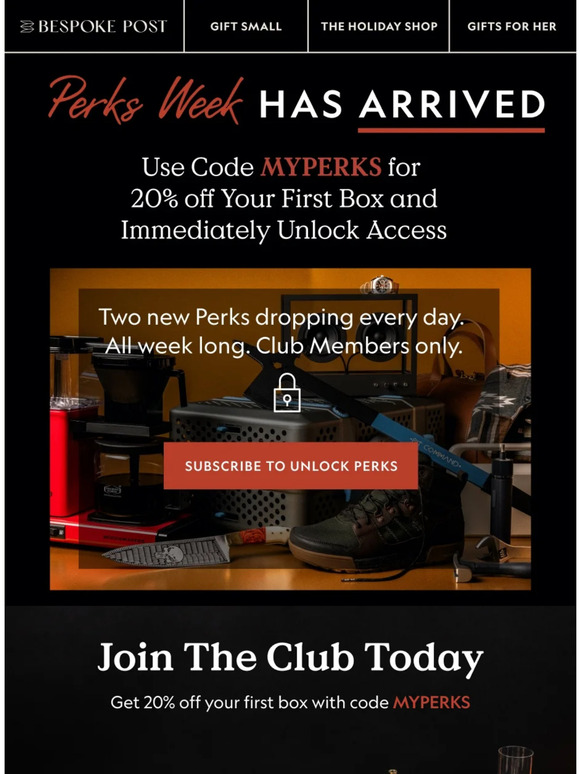 Bespoke Post: It’s Perks Week: Unlock Access Now | Milled