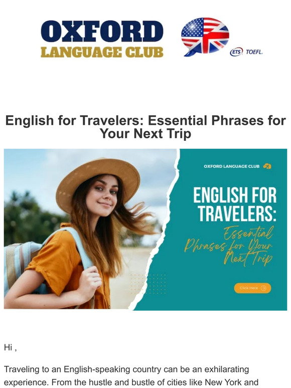 Oxford Language Club: English for Travelers: Essential Phrases for Your ...