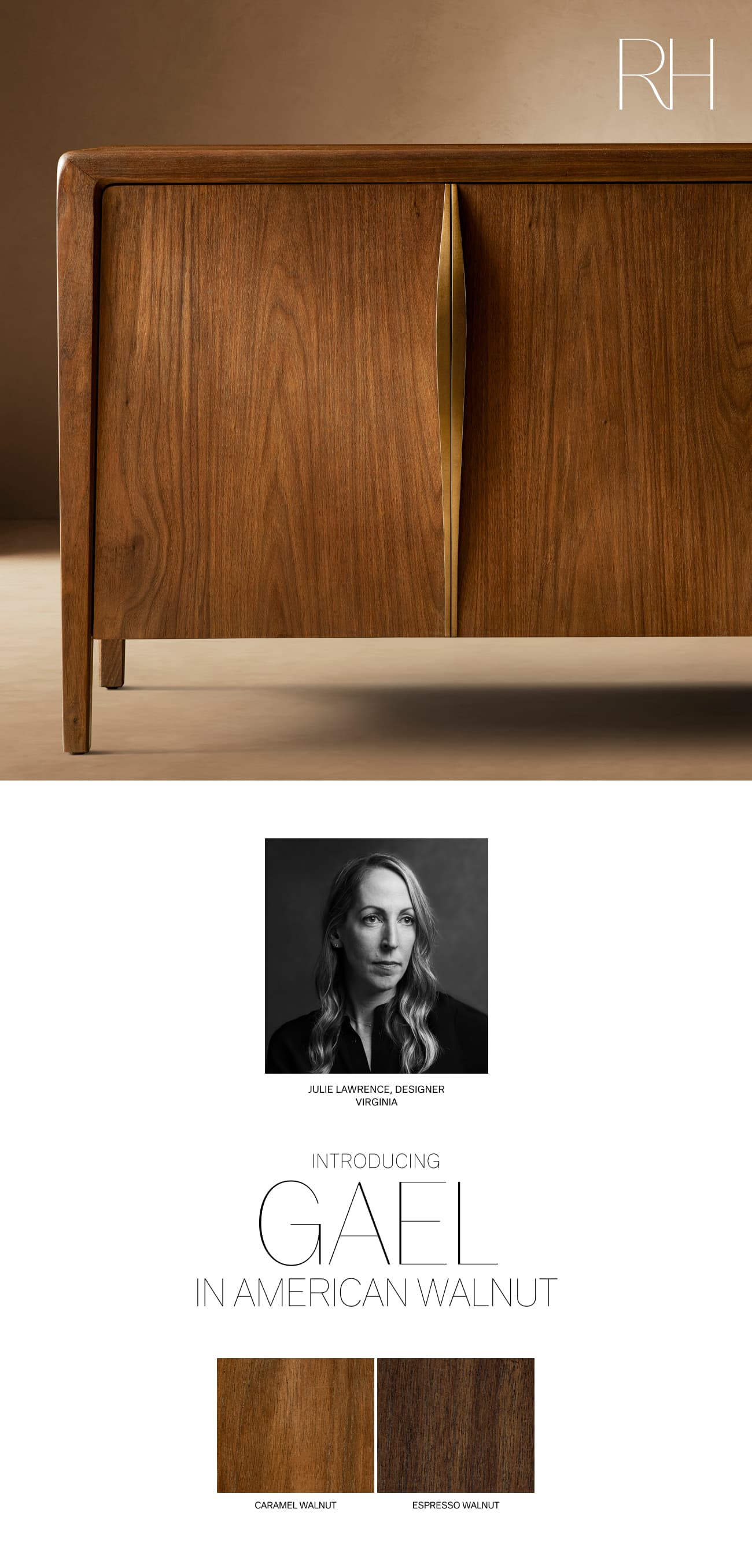Restoration Hardware: The New Gael Collection. Handcrafted in American Walnut. | Milled