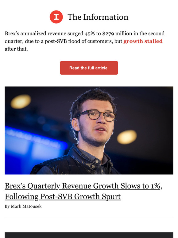 The Information: Brex’s Quarterly Revenue Growth Slows to 1%, Following ...