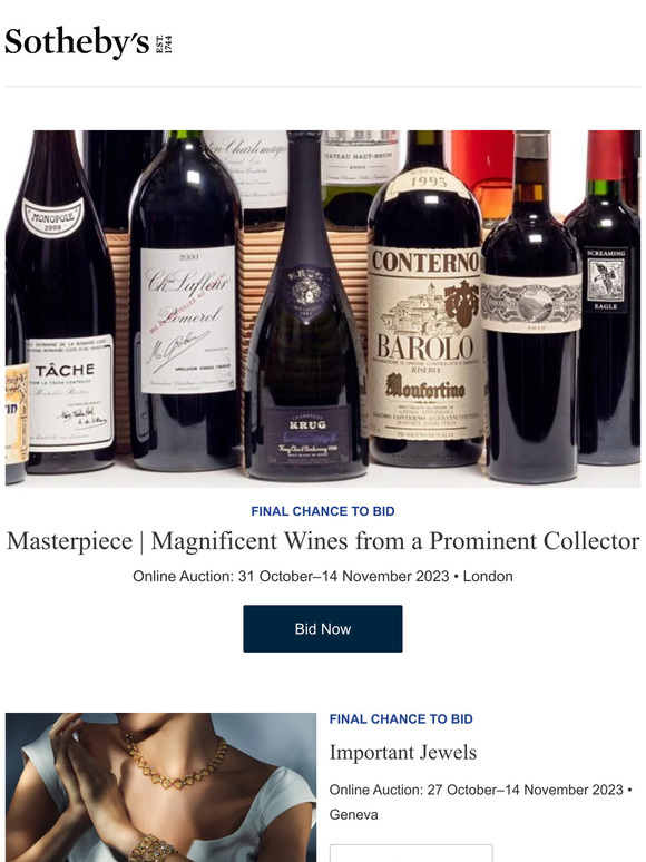Sotheby's: Masterpiece | Magnificent Wines from a Prominent Collector ...