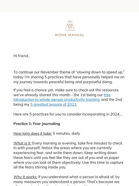 Monk Manual: 5 Practices to Transform Your 2024 | Milled