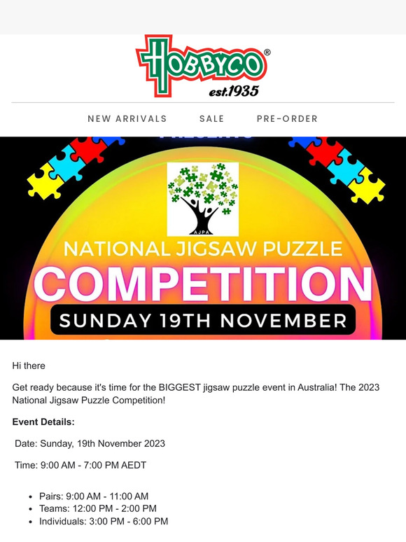 Hobbyco: 2023 National Jigsaw Puzzle Competition | Milled