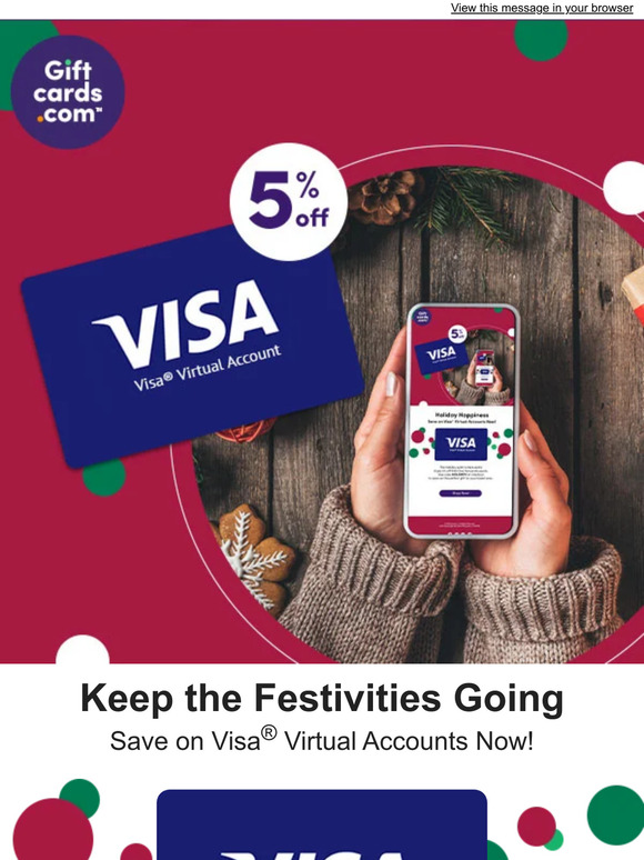 Giftcards.com: 🌟 Extend the Cheer: Visa Savings Continues! | Milled