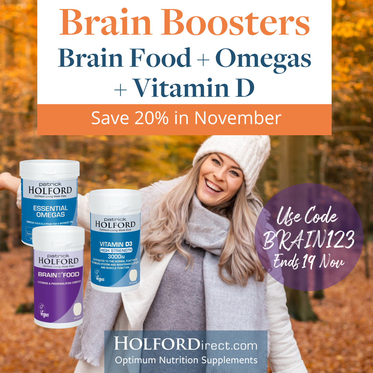 Holford: Brain Food, Vitamin D, Omegas 20% off - ends Sunday | Milled