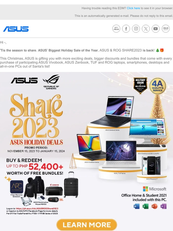 ASUS: ASUS and ROG's Biggest Holiday Sale, SHARE 2023 Starts this ...