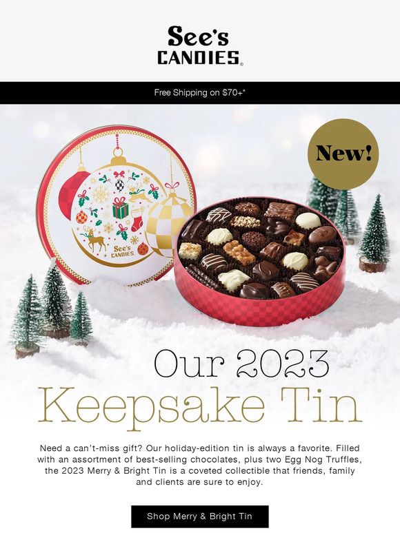 See's Candies, Inc.: 📣 New Inside: Our Holiday Keepsake Tin 🎄 | Milled
