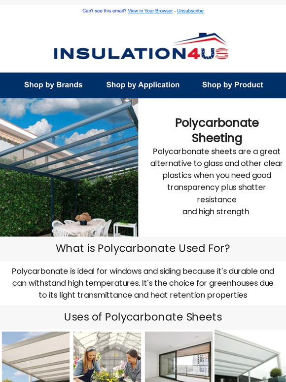 Insulation4US: Add durability & strength to your projects with polycarbonate sheets! | Milled