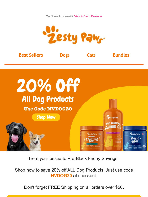 Zesty Paws: 20% off ALL Zesty Dog Paw-ducts 🐶 | Milled