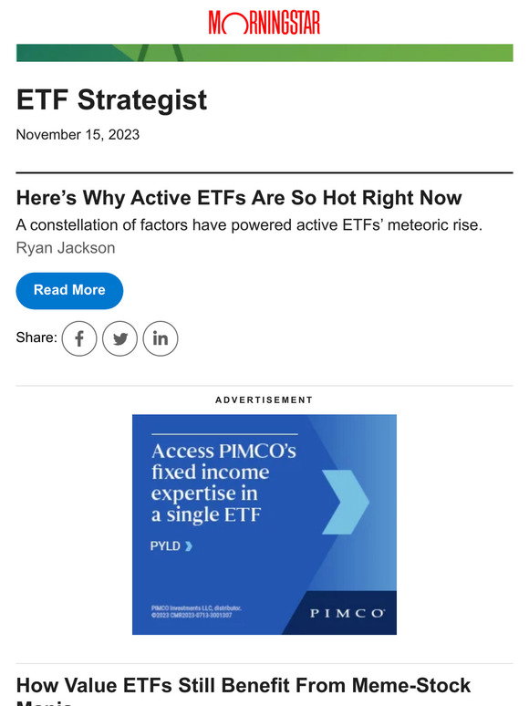 Morningstar: Here’s Why Active ETFs Are So Hot Right Now | Milled