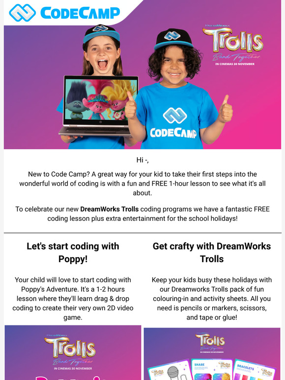 Codecamp.jp: Your free Dreamworks Trolls coding lesson | Milled