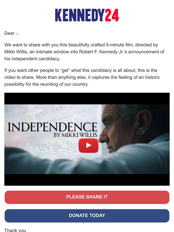 Robert F. Kennedy Jr.: Beautiful short film on INDEPENDENCE and what it ...