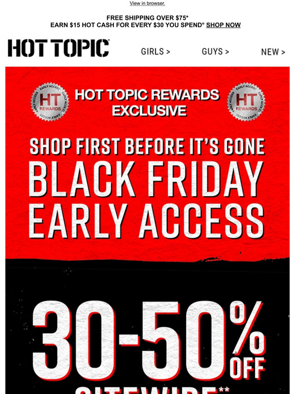 Hot Topic: 🤯 This IS BLACK FRIDAY Early Access for HT Rewards members 🤯 ...