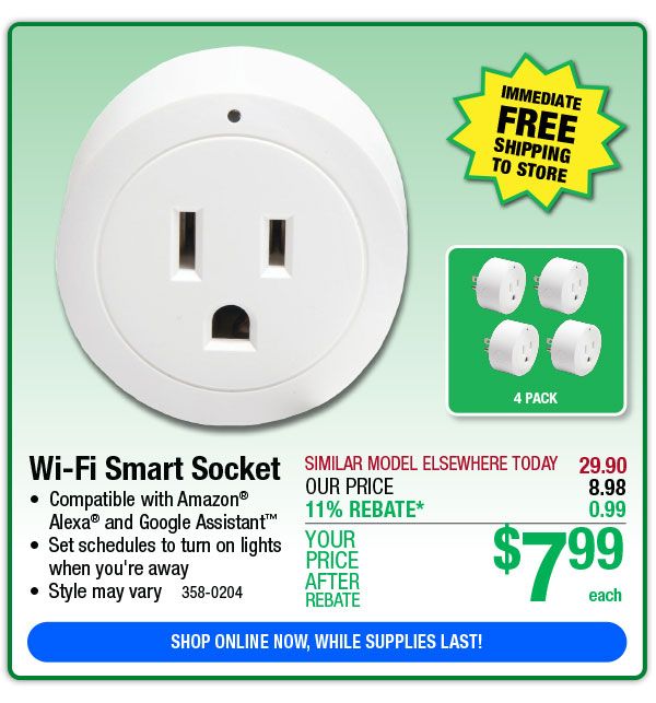 Menards: Wi-Fi Smart Socket - 4 Pack ONLY $7.99! | Milled