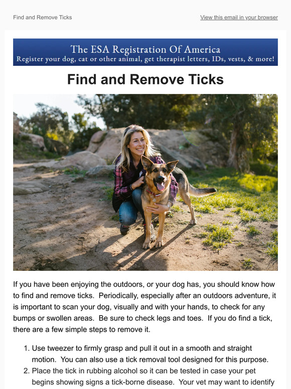 ESA Registration: What to do if you find a tick | Milled