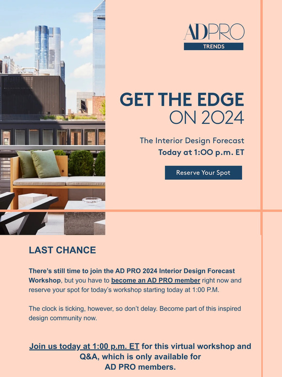 Architectural Digest: Don't Miss Out: AD PRO's 2024 Interior Design ...