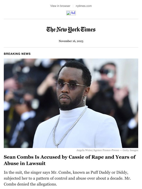 The New York Times Store: Breaking news: Sean Combs is accused of rape ...