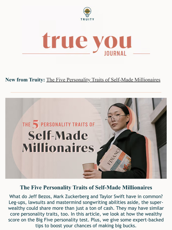 Truity: The Five Personality Traits of Self-Made Millionaires | Milled